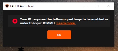 Ошибка faceit it античит IOMMU - aleksei_egnaev | Ответы Mail